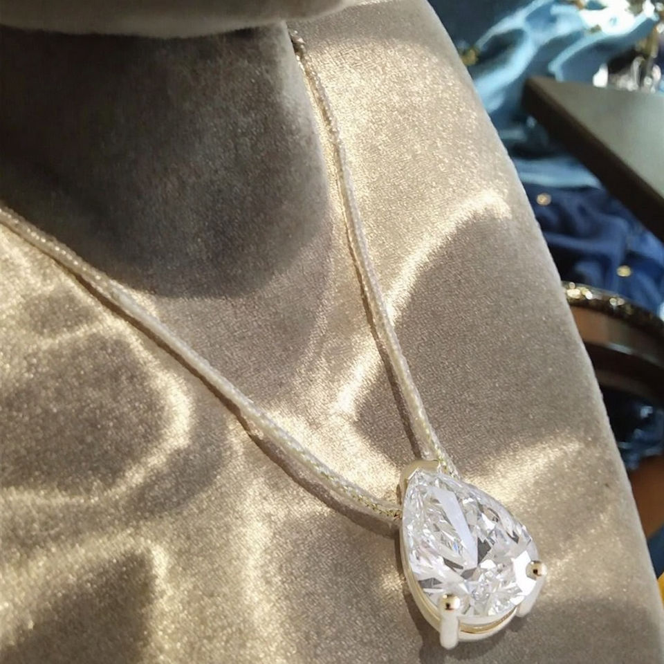 Lab-grown Pear-shaped Diamond 14K Solid Gold Chains-Luxury High-quality ...