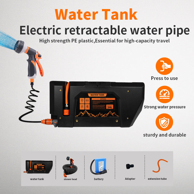 Quick Charge Pressurized Portable Water Tank 24L with 12V Electric Pump ...