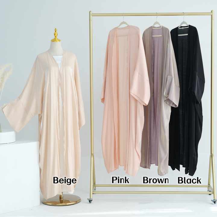 Loria Islamic Clothing EID Open Abaya Kimono Muslim Women Abaya Shinny Polyester Solid Color ...