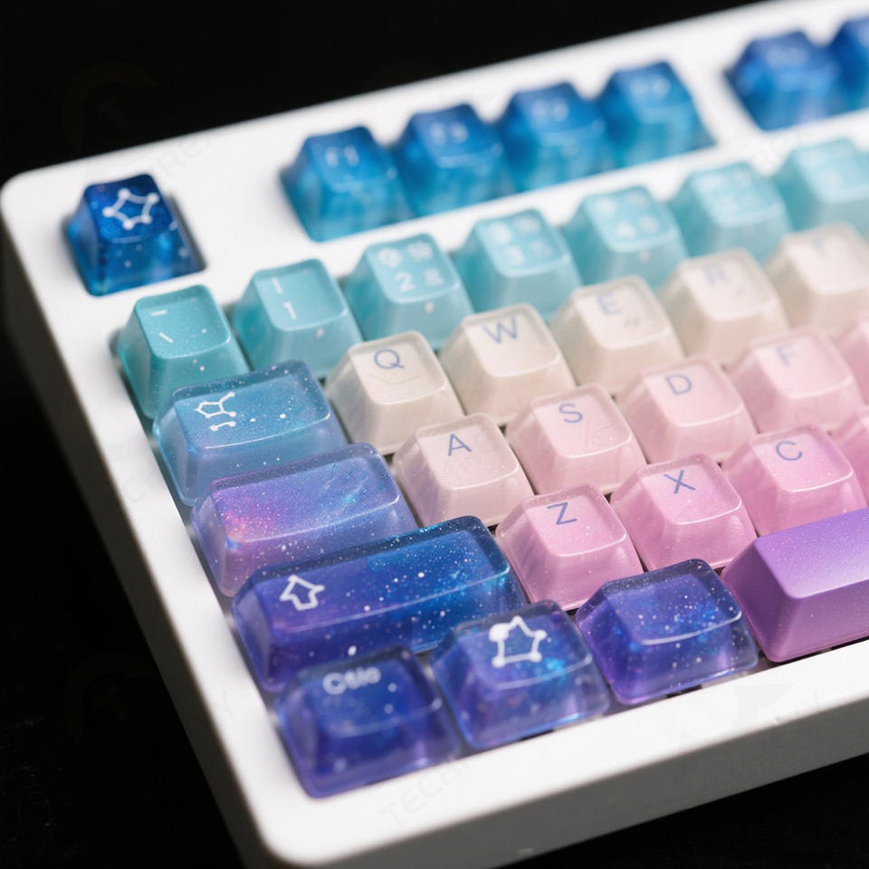 Customizable Twelve Constellation Resin Keycaps - Nebula Purple/Blue ...