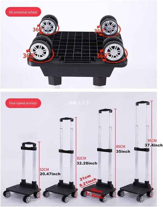 Folding Utility Shopping Cart with 4 Wheels & Waterproof Bag