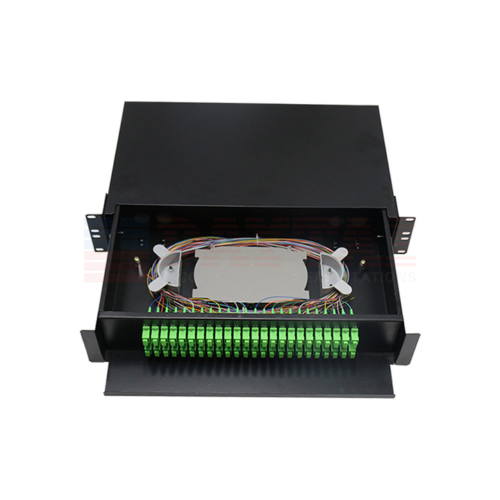 2U Black Color Telecom ODF Patch Panel 48 Port Optical Distribution ...