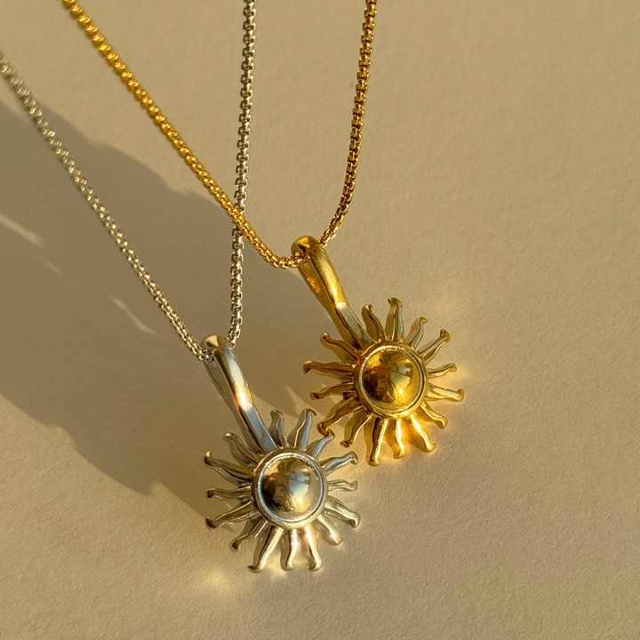 Dazan 18k Gold Plated Sun Pendant - Vintage Medieval Design