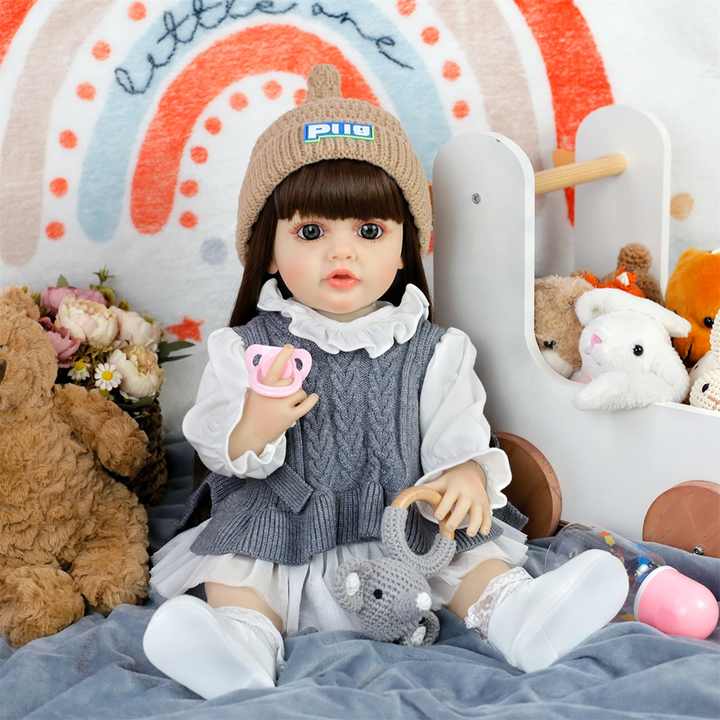 22'' Reborn Toddler Dolls Authentic Skin Texture Cute Baby Girl Toys ...