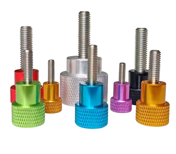 Custom M3 M6 M8 M10 Anodized Aluminum Round Flat Head Knob Stainless Steel Captive Shoulder ...