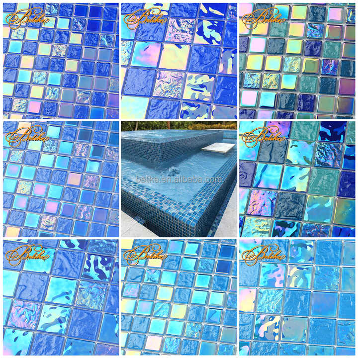 Mesmerizing Swimming Pool Glass Mosaic Tile Iridescent Peacock ...