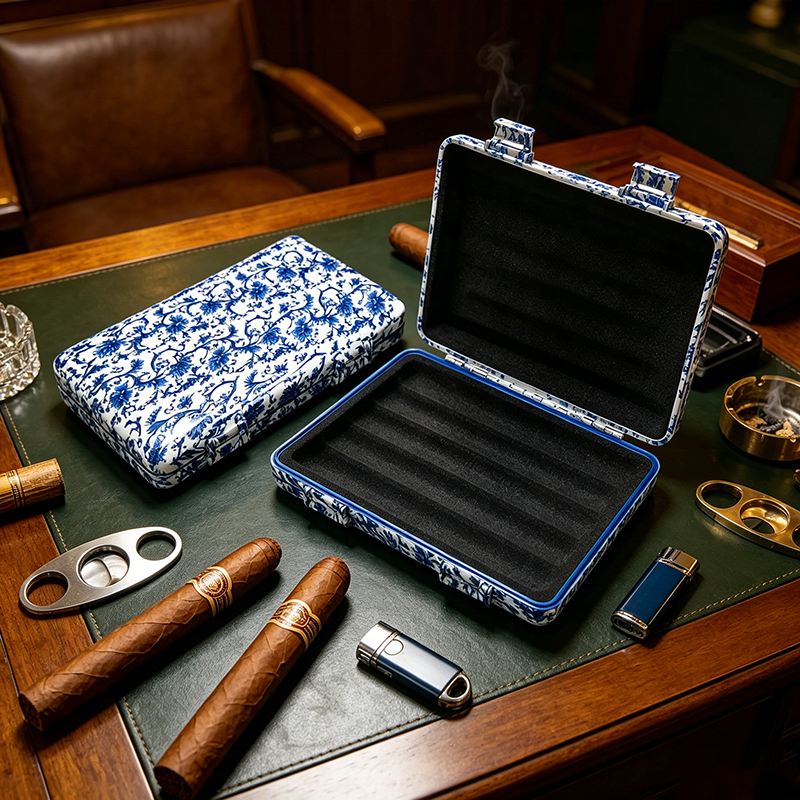 Luxury Cuban Cigar Boxes Chinese-style Blue and White Porcelain ...