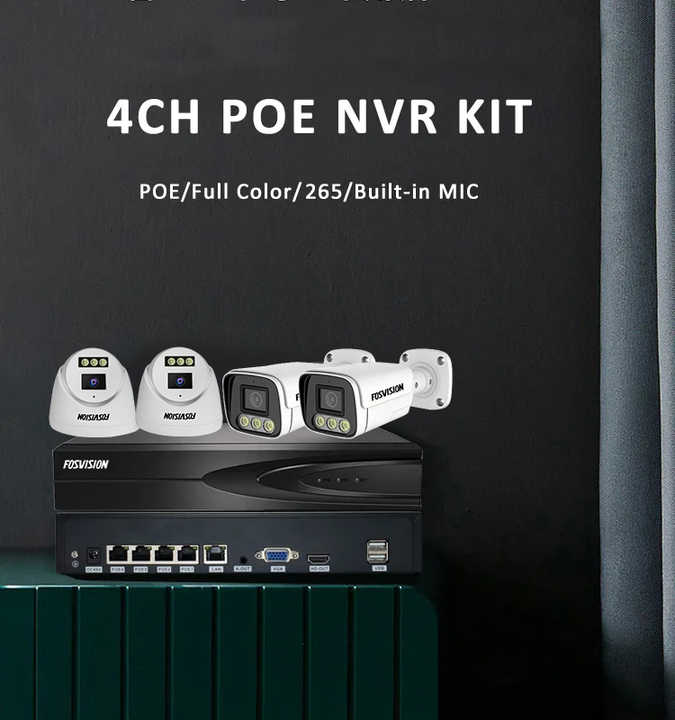 Fosvision 5mp Ip Poe Full Color Camera System 4ch Poe Nvr Camera Kit Set 4 Channel Nvr Home ...