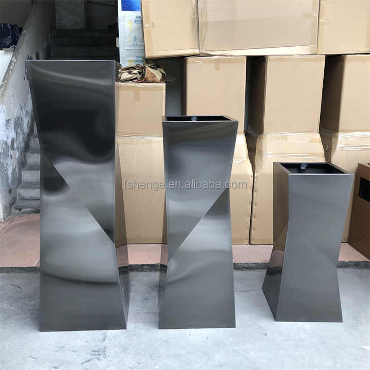 Home Decor Metal Flower Vase / Indoor Black Titanium Plant Pot/ Big ...