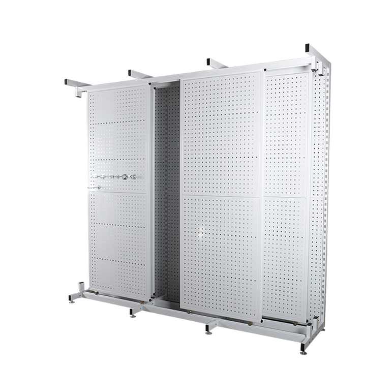 Customized Retail Store Metal Pegboard Rug Display Rack