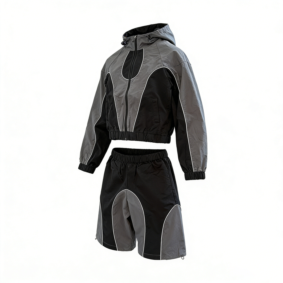 Windbreaker Tracksuit Short Set Man Nylon Custom Hooded Jacket ...
