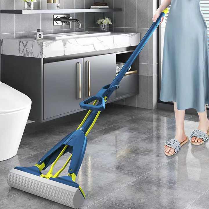 Folded in Half Squeeze Water Mop Retractable Stainless Steel Mop Free ...