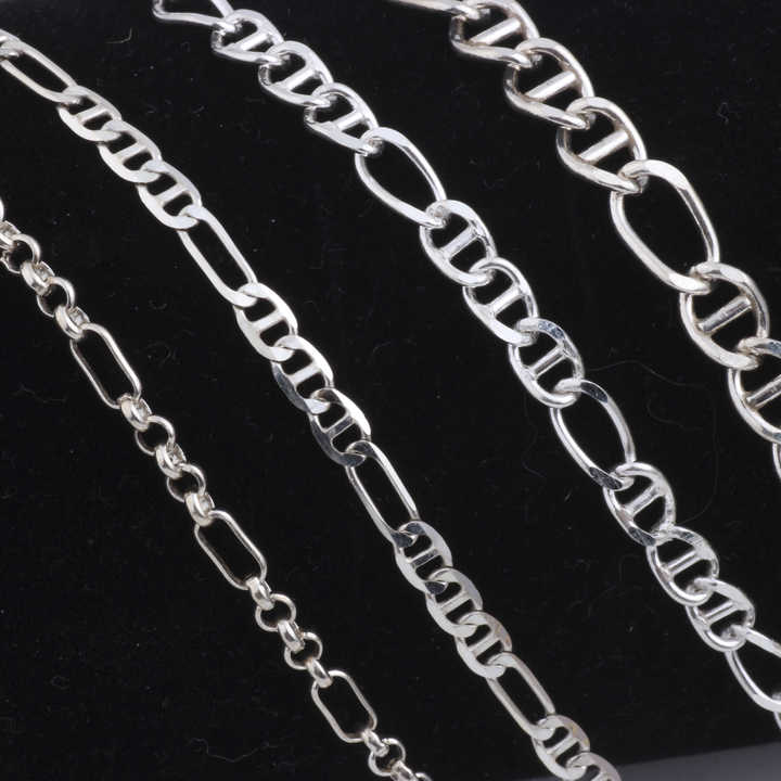 3+1 Figaro Chain Multi Sizes For Choice S925 Sterling Silver Handmade ...