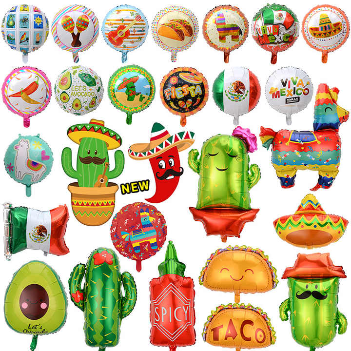 New Mexican Carnival Aluminum Film Balloon Alpaca Cactus Roll and Taco ...
