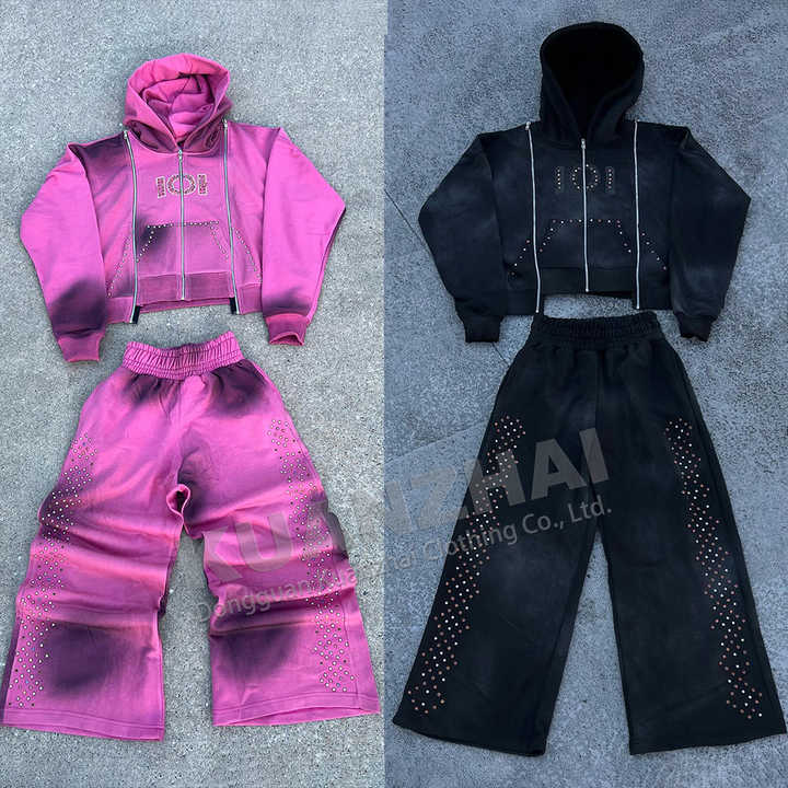 Custom Manufacturer Sweatsuit - Double Waist, Rhinestone Hoodie