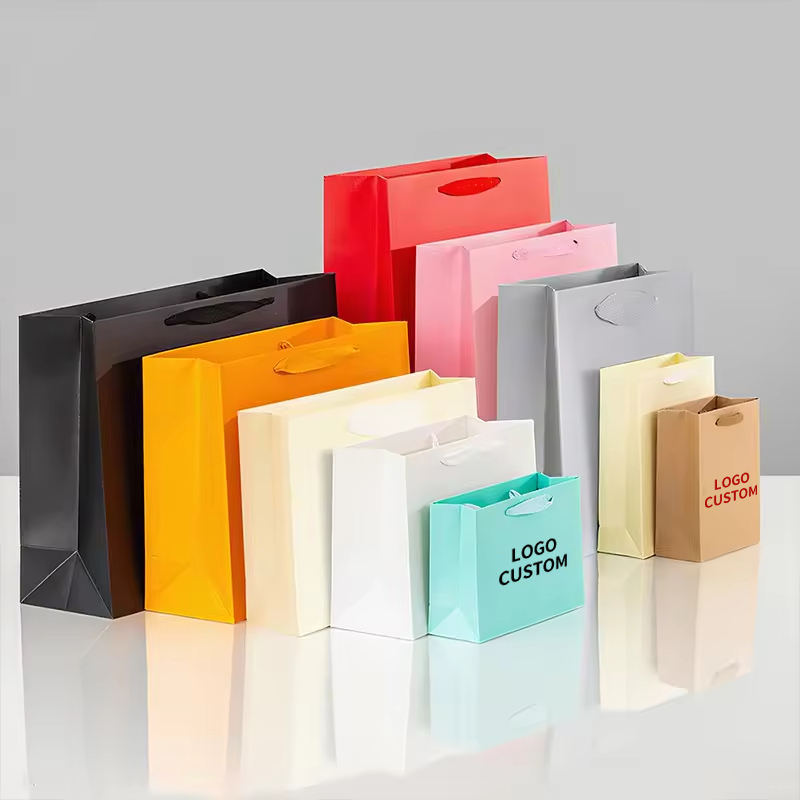 Customized Personalized Brown Kraft Paper Gift Bags with Silk Handles ...