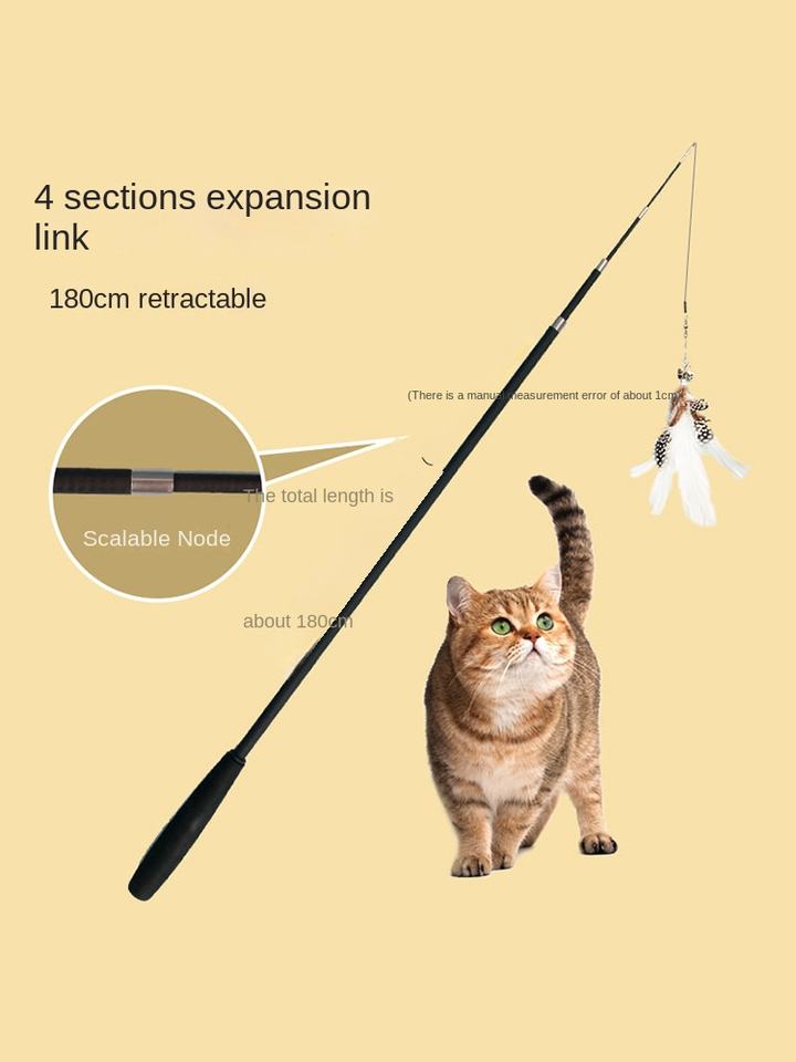 Funny Cat Rod - 1.8m Super Long Fishing Cat Toy with Feathers