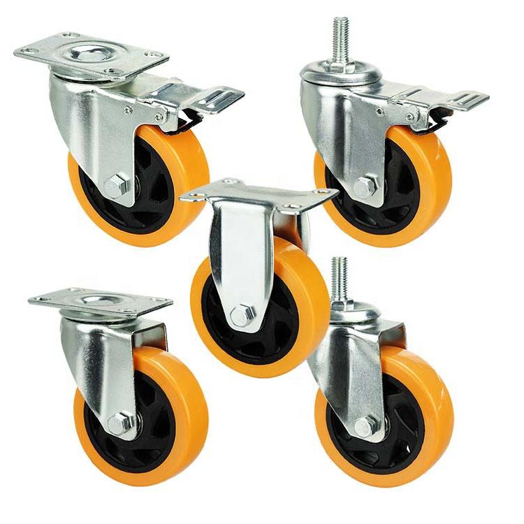 3/4/5/6 Inch Industrial Medium Duty 75mm Casters PVC Orange Swivel ...