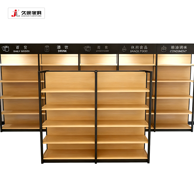 Adjustable and Multi-Function Wood Gondola Shelving Supermarket Shelf ...