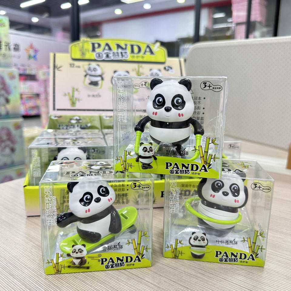 Cute Panda Cartoon Animal Figurine Tumbling Swinging Car Sports Meeting ...