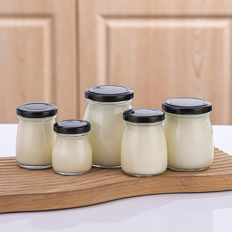Empty Milk Pudding Jar Bottle Glass With Screw Lid 50ml 150ml 200ml ...