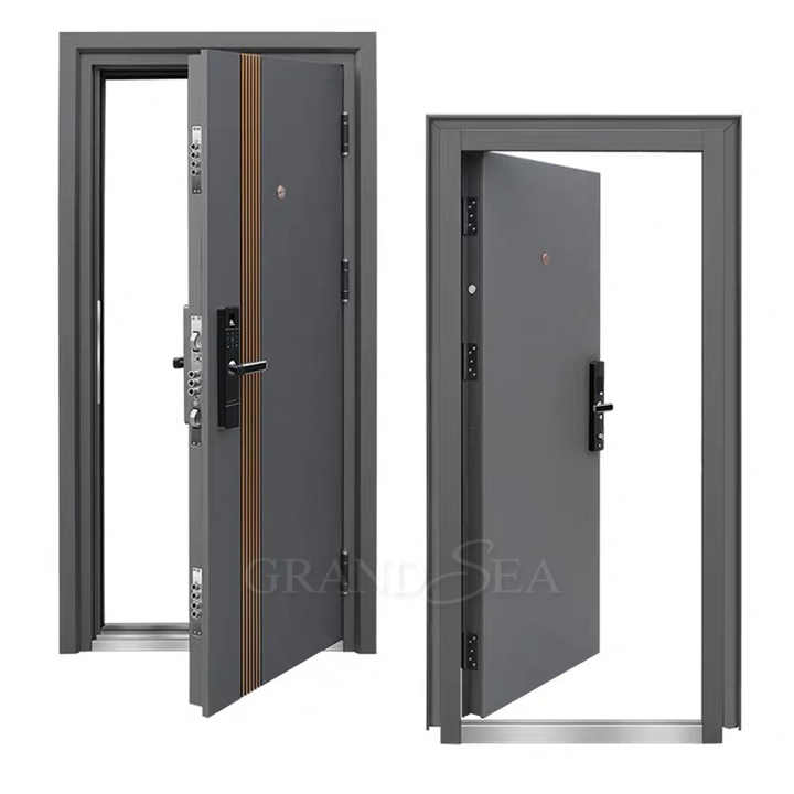 Top Grade Modern Steel Door With Sidelight Smart Lock Steel Security ...