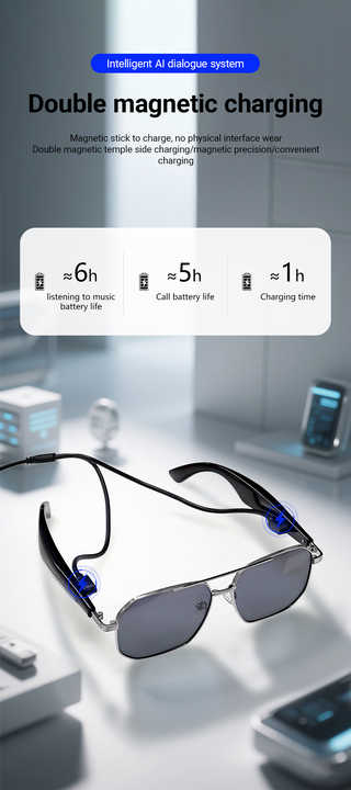 AI Voice Assistant Translation Smart Glass HD Camera New Blue Tooth ...