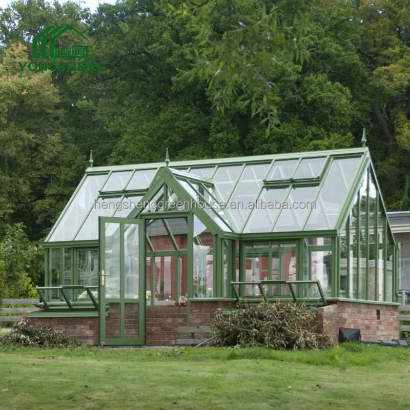 High-Trans Glass Greenhouse with Triangle Pitched Roof Hot-Dip ...