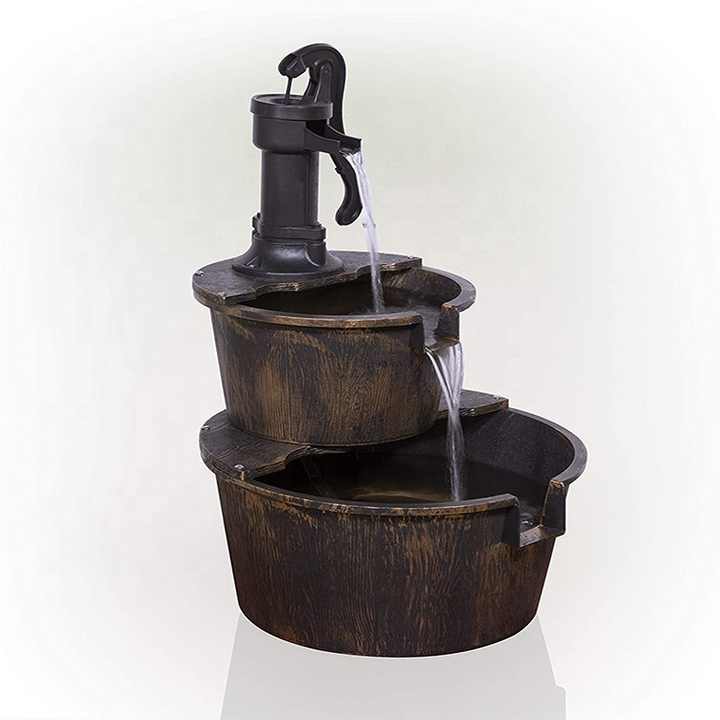 Hand Pump Water Fountain Two Tier Large Outside Cascading Waterfall ...