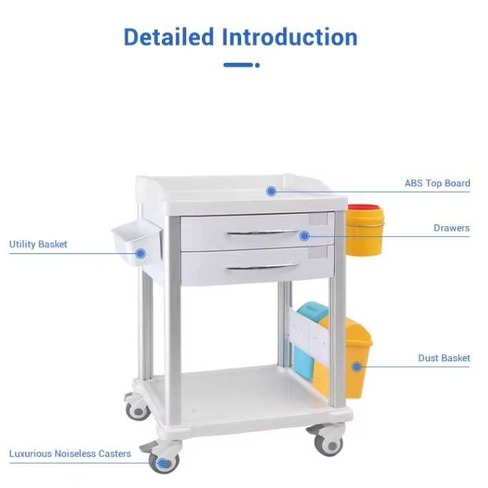 Hospital Trolley Medical Plastic Mobile Emergency Trolley ABS Nursing ...