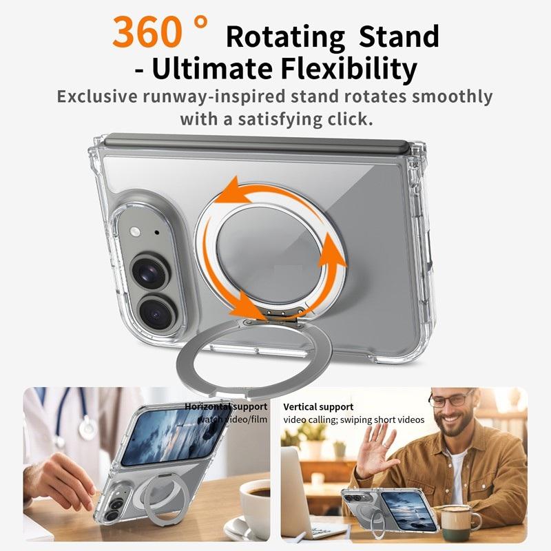 Hot Sale Foldable 360 Rotatable Magnetic Kickstand Clear PC Phone Case ...