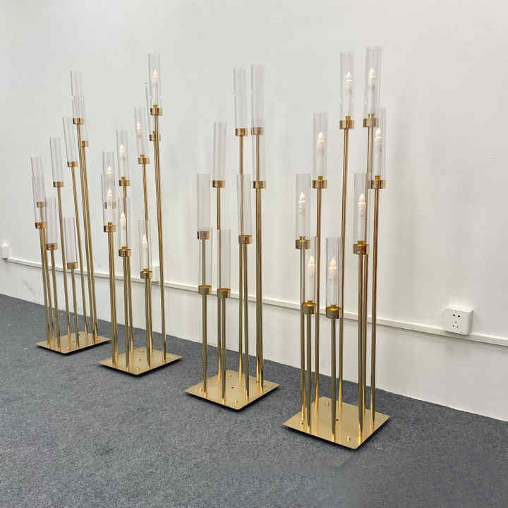 8 Arm Gold Metal Candlestick Candelabra for Wedding Decor