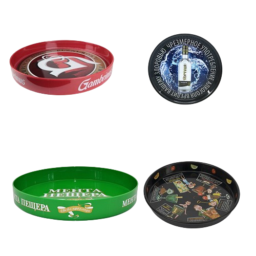 Promotional Customized Logo and Color Bar Beer Tin Tray Printed Round ...