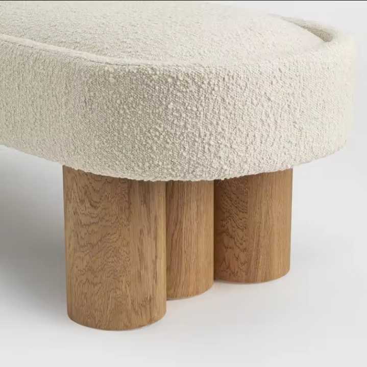 Contemporary Scandinavian Solid Wood Ottoman for Living Room & Bedroom ...