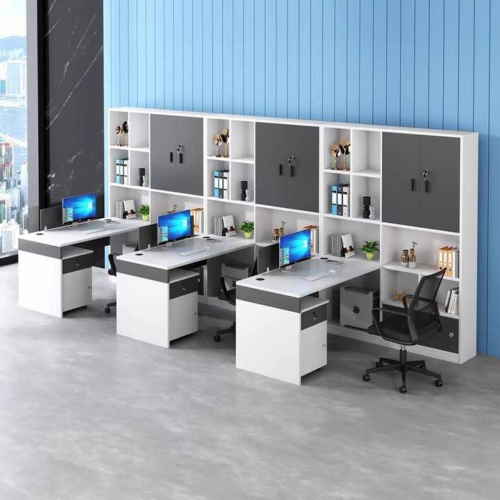Modern 2-Person Modular Office Cubicle Executive Workstation Desk ...