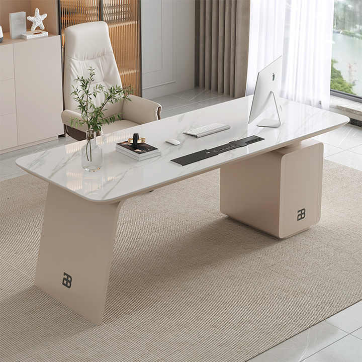 Modern Office Table Furniture Luxury Stone Top Work Desk White Home ...