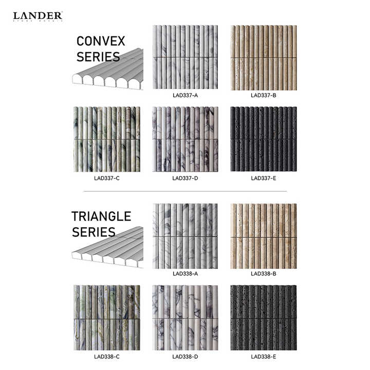 Lander Stone 3D marble mosaic tile Fluted Convex Series Marble Fluted ...