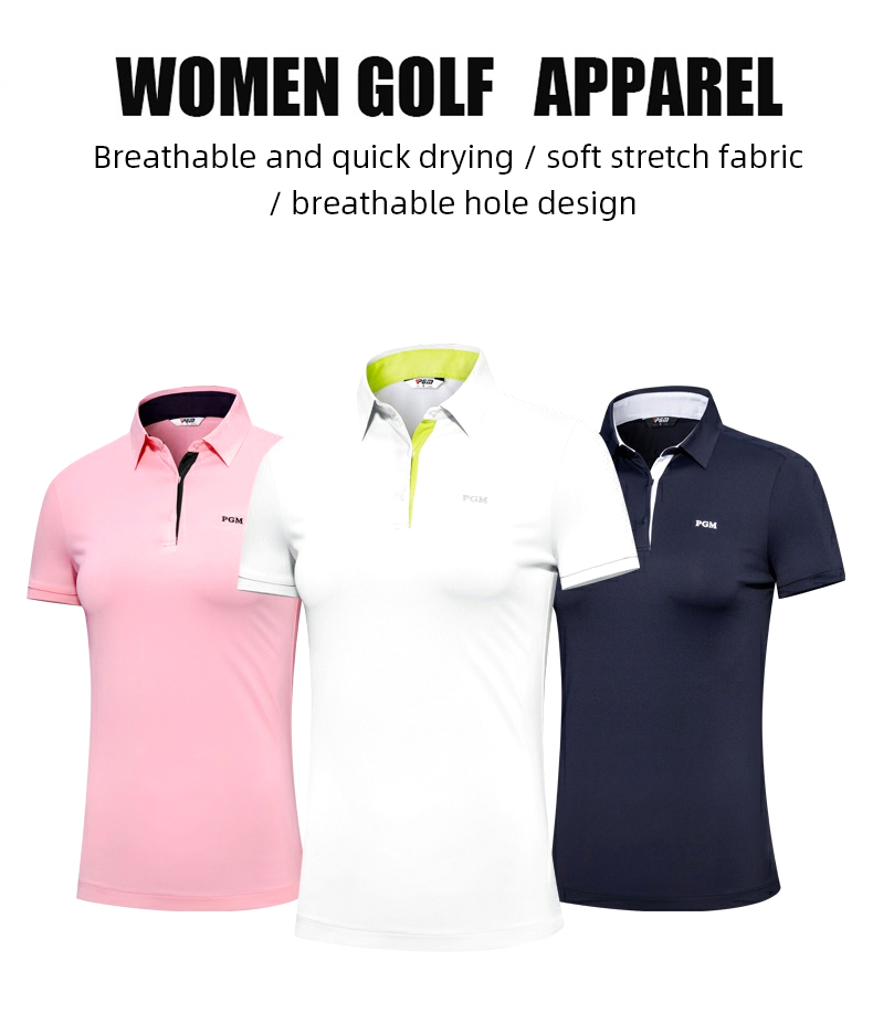 PGM YF556 golf t-shirts women golf clothing summer sport polo golf ...
