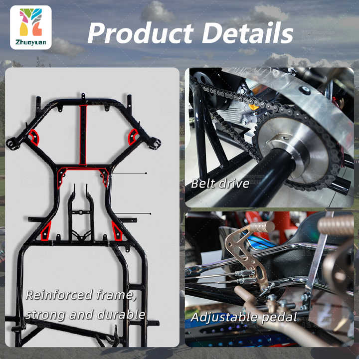 Zhuoyuan 225cc Engine Gasoline Adult Go Kart - 80km/h Racing