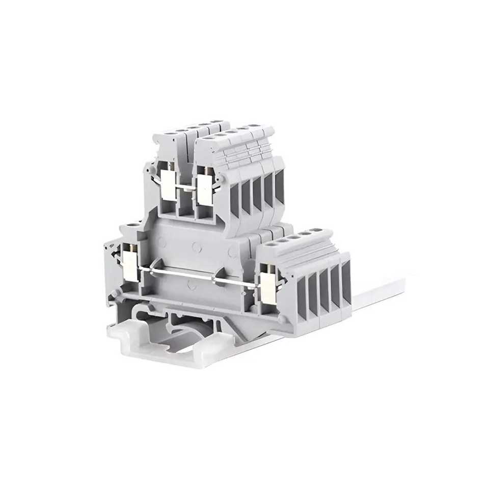 Flexible DIN Rail Mount Plastic Terminal Block Two Layer 500V 25A Brass ...