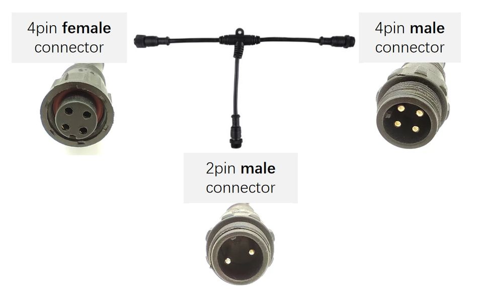 4 Pin Waterproof Connector Male to Female Light Cable T 4pin 2pin ...