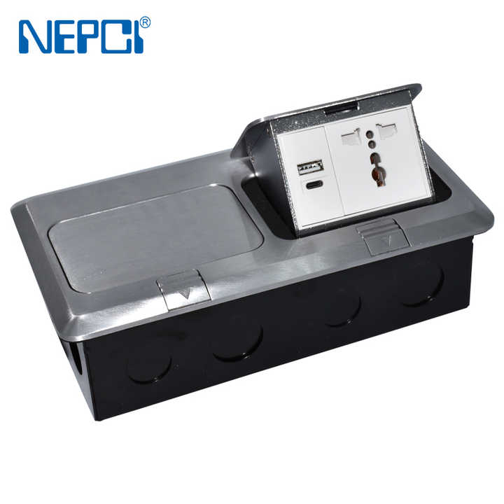 220X120 Stainless Steel Floor Socket With 2 Universal Socket and USB ...