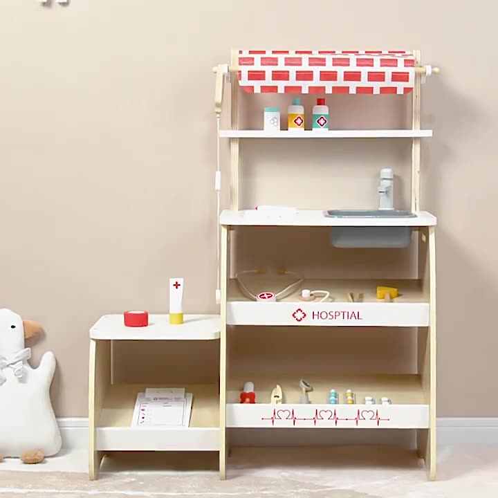 Wooden Simulation Medical Clinic Stand Children's Role Pretend Play ...