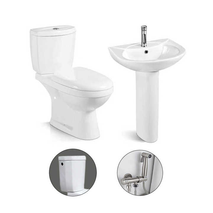 Bathroom Sanitary Ware Suits Two Piece Toilet Basin Combo Dual Flush ...
