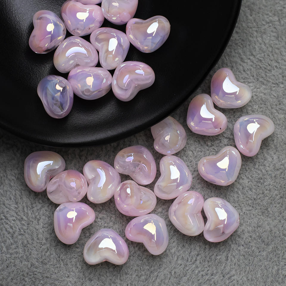Wholesale Acrylic Heart Shape Beads Plating Super Bright High Quality ...