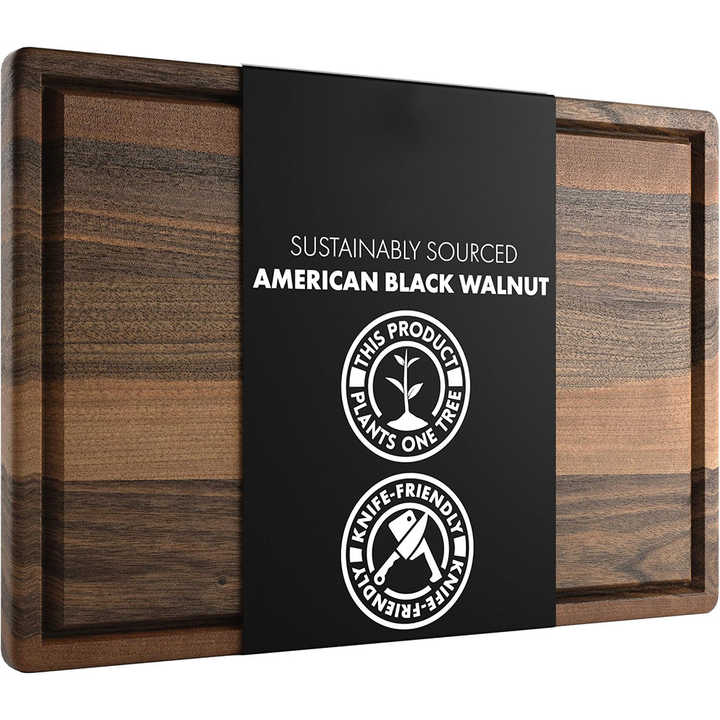 17" Black Walnut Wood Cutting Board - High Quality Butcher Block