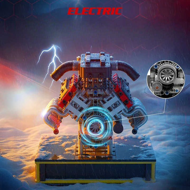 Jie Star 33002 New V8 Engine Model Small Particle Assembly Car ...