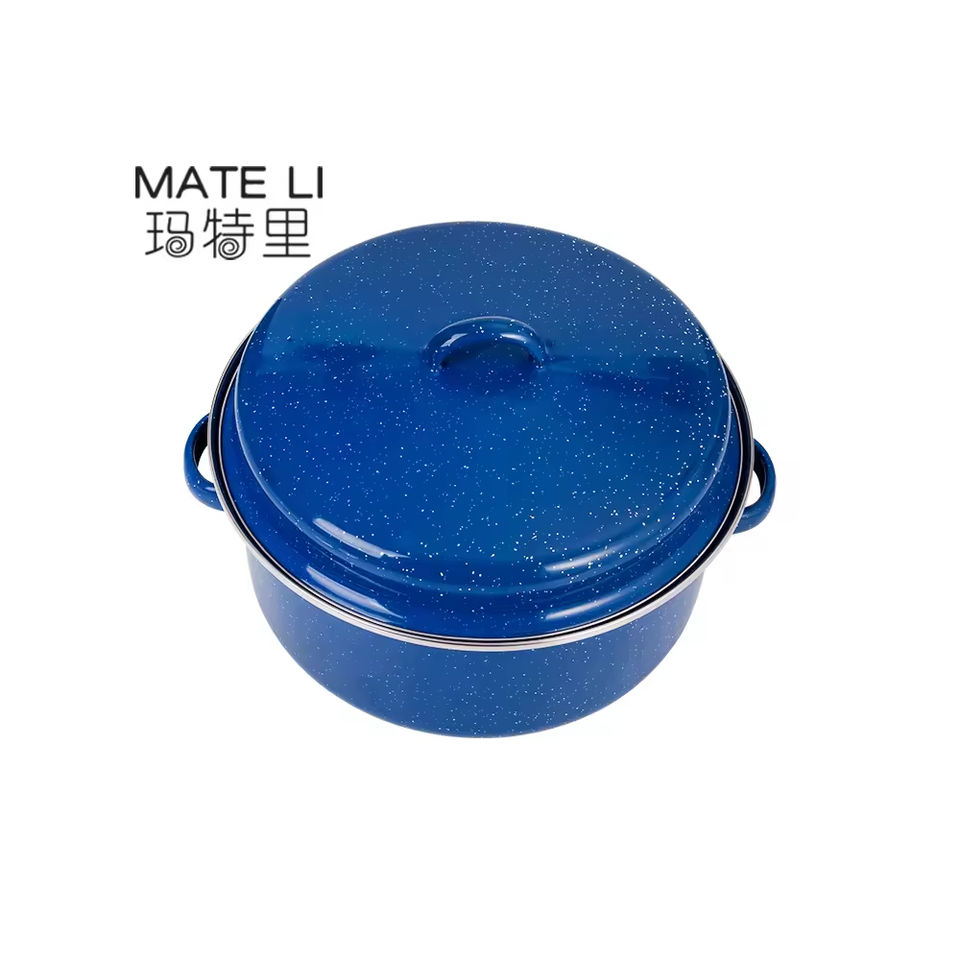 Custom Blue Outdoor Kitchen Enamel Cookware Pot Camping Equipment ...
