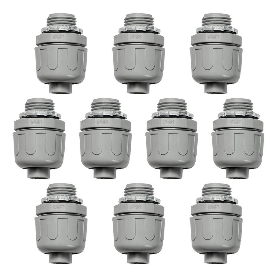 Conduit Connectors 1/2 Inch Liquid Tight Connector NPT Non-Metallic for ...