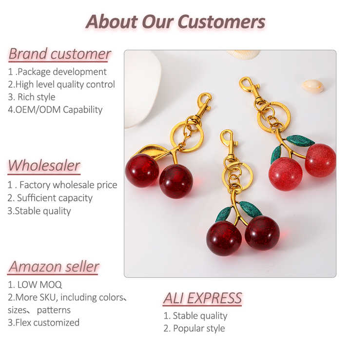 Wholesale Bulk 3D Crystal Keychains for Women Cherry Key Chain Low ...